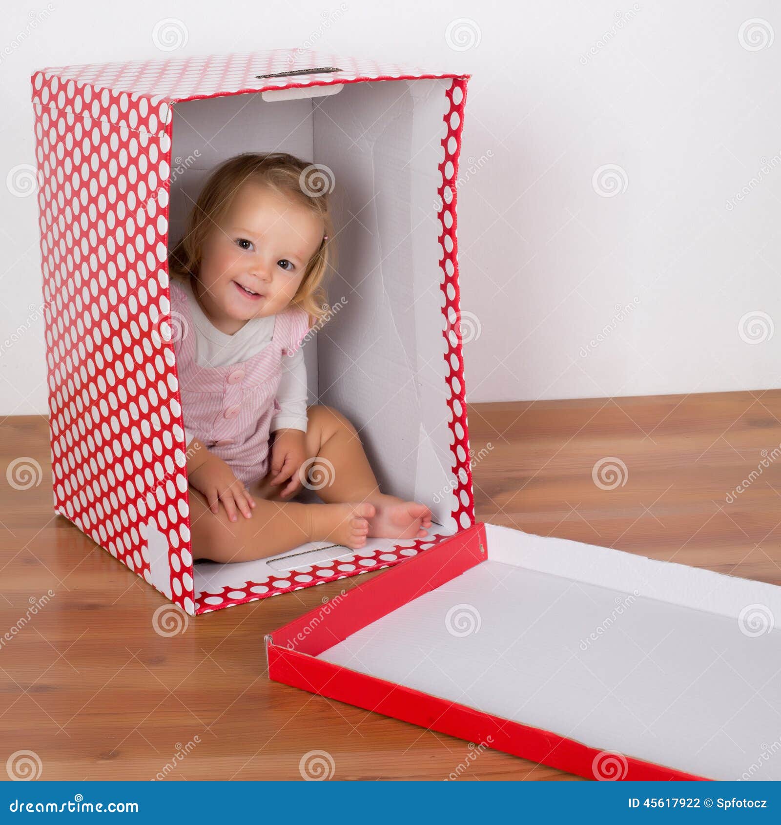Baby girl in the box stock photo. Image of delivery, white - 45617922
