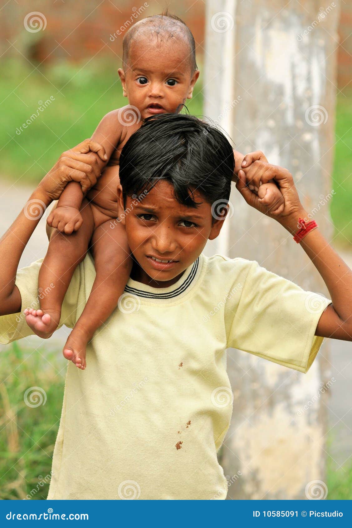 Baby Girl on Boy S Shoulder. Stock Image - Image of indian, skinn: 10585091