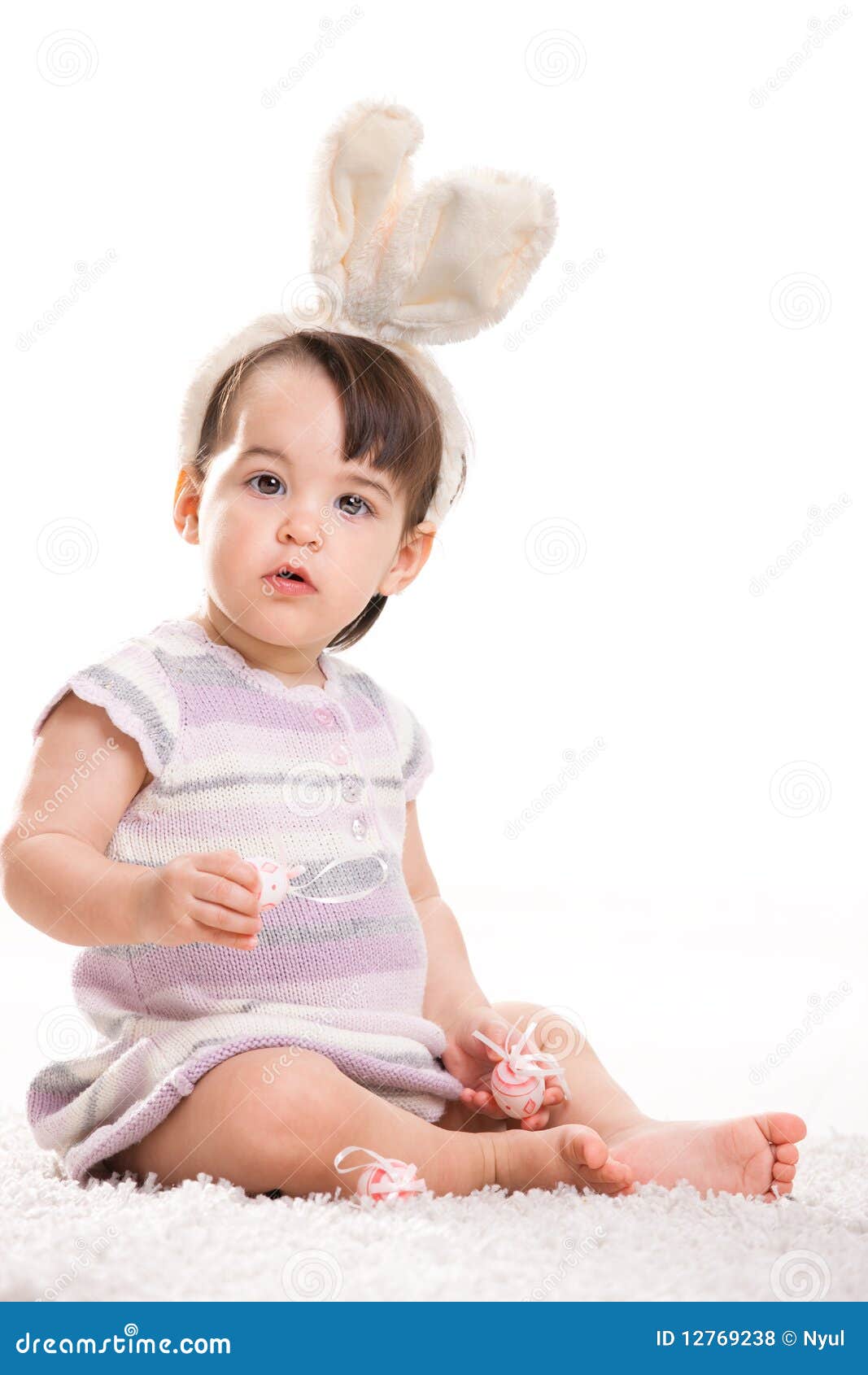 Bunny Ears Accessory. Lovely Playful Bunny Child Hugs Soft Toy. Bunny ...