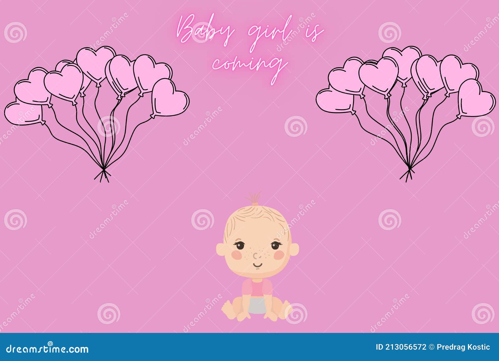 Baby Girl is Coming Illustration. Stock Illustration - Illustration of ...