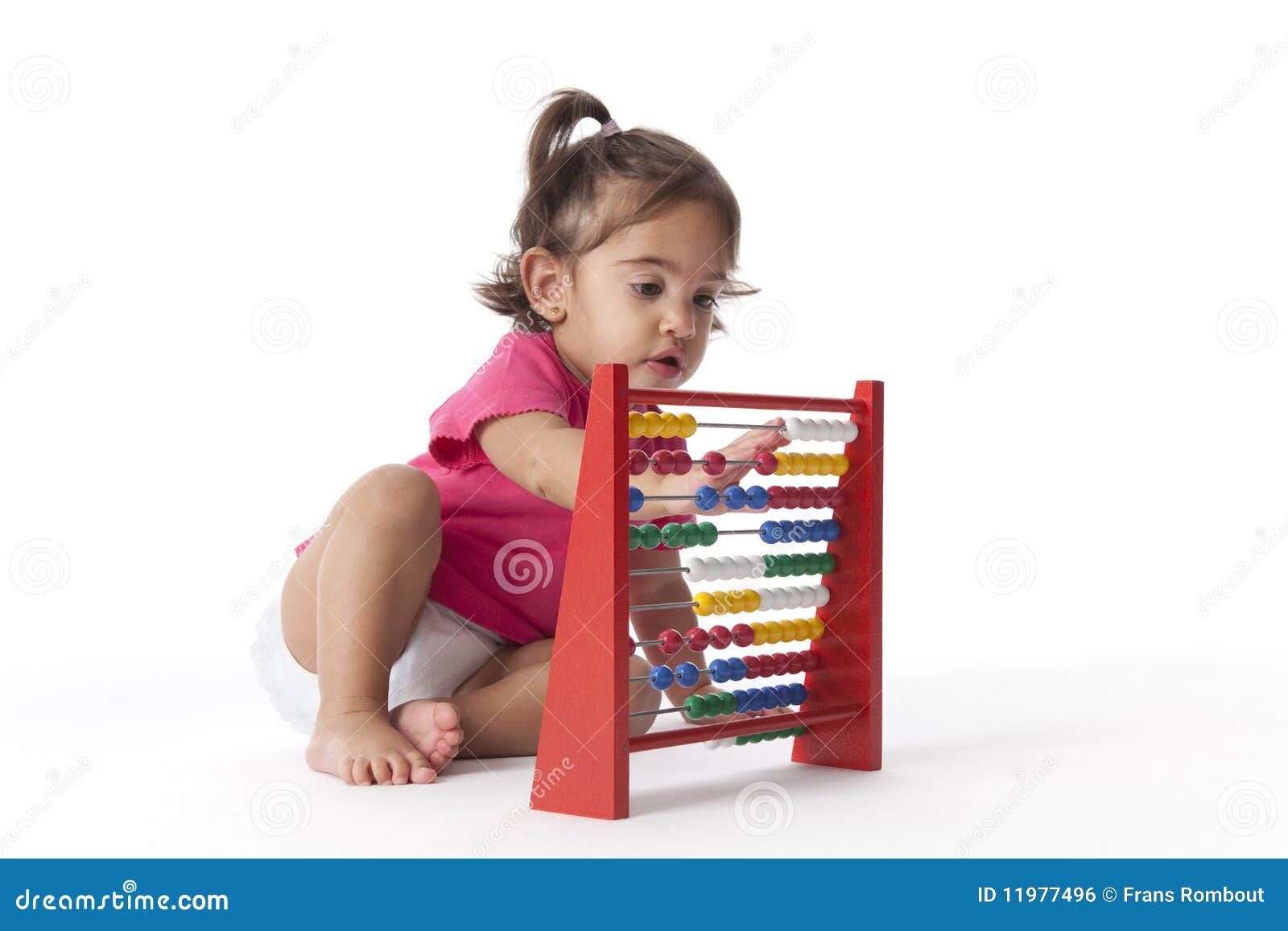 Baby Girl Counting with Help of an Abacus Stock Photo - Image of ...