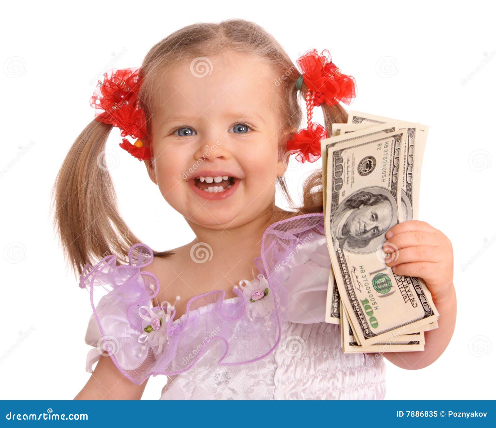 Baby Girl with Dollar Banknote. Stock Image - Image of buck, finances ...