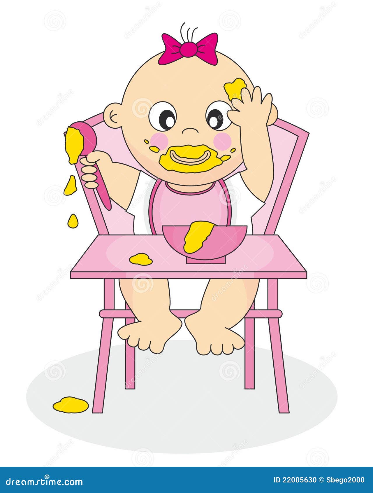 Baby girl Eating stock vector. Illustration of childhood - 22005630