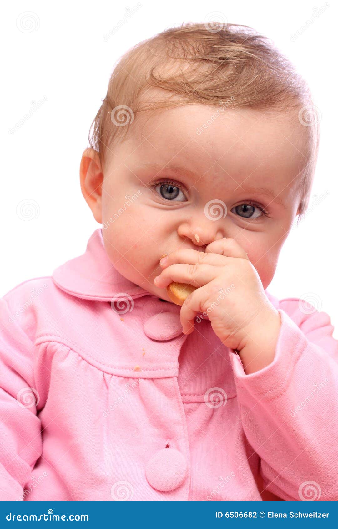 Baby girl eating bread stock photo. Image of childhood - 6506682