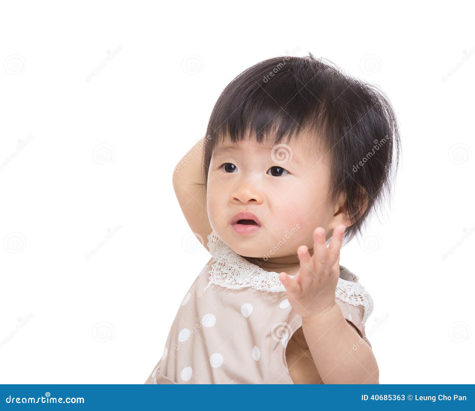 Baby girl feel confuse stock image. Image of brown, portrait - 40685363