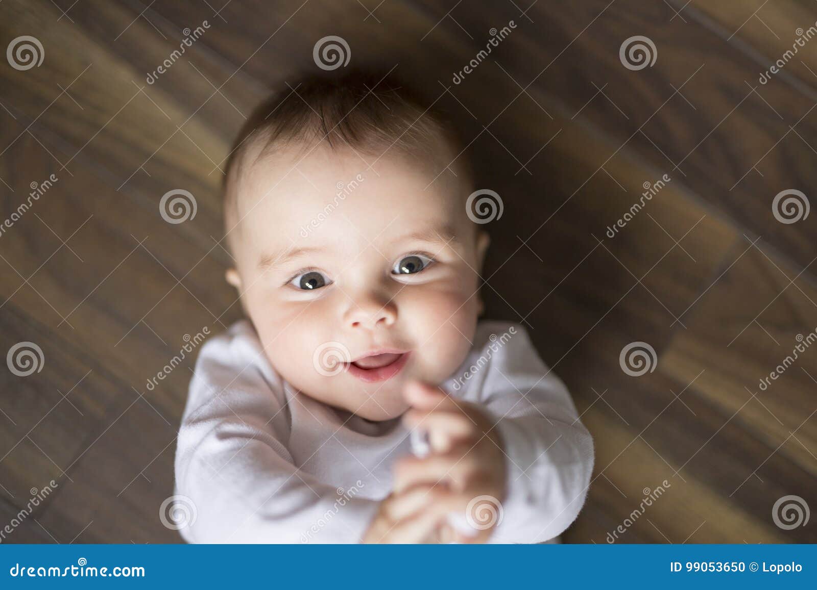 Baby Girl on the Floor, Top View Stock Photo - Image of asian, beauty ...