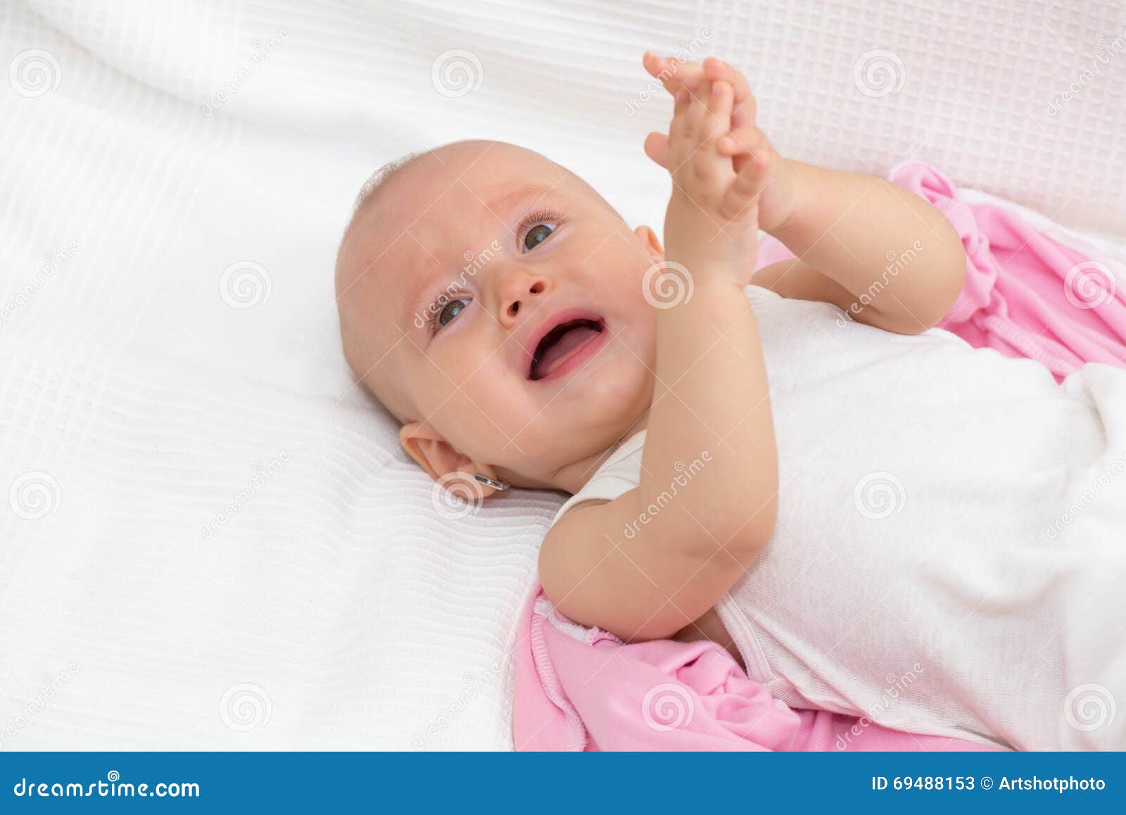 Baby girl stock image. Image of hands, healthy, expression - 69488153
