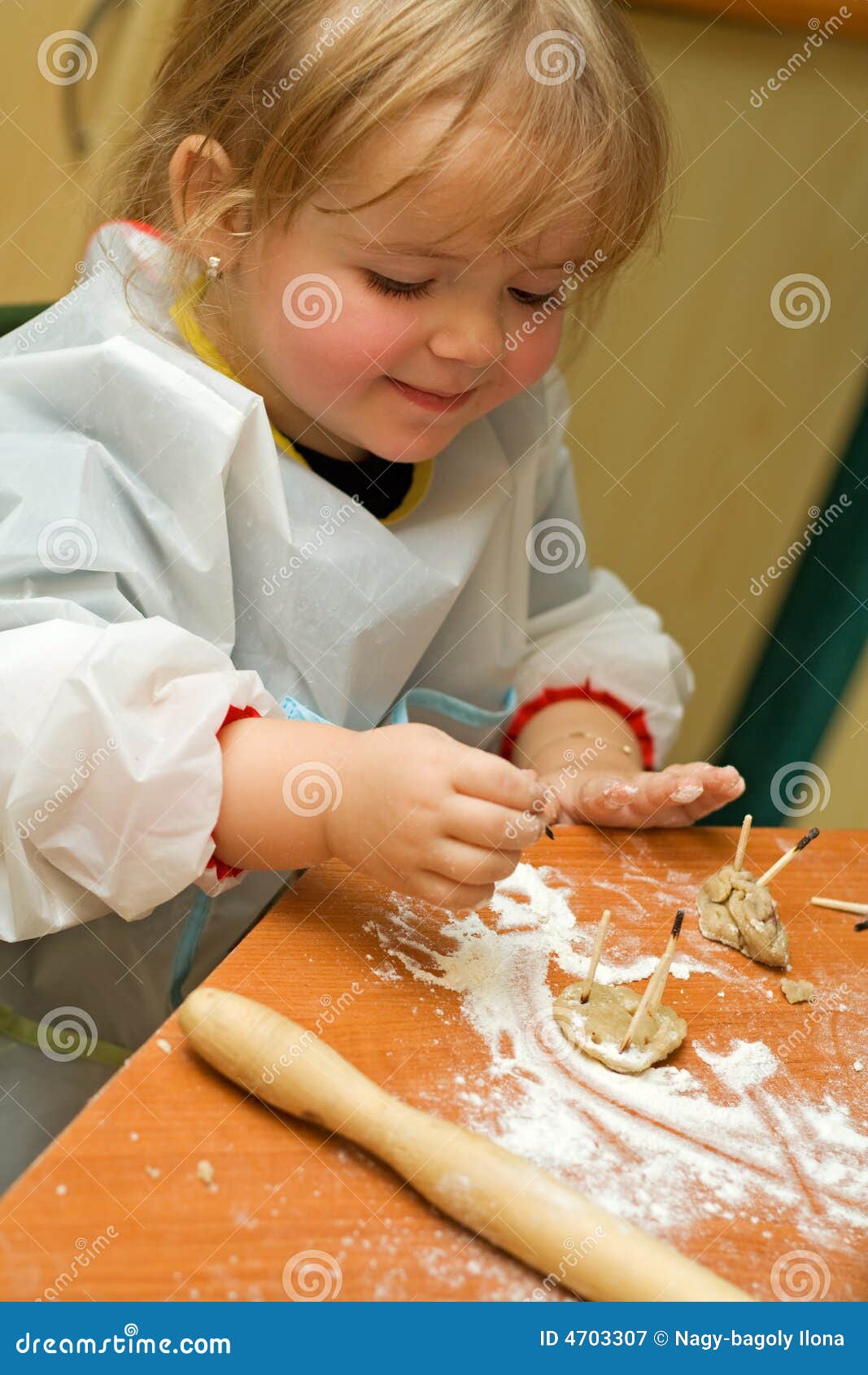 Baby Girl Having Fun with the Cookie Stock Image - Image of flour ...