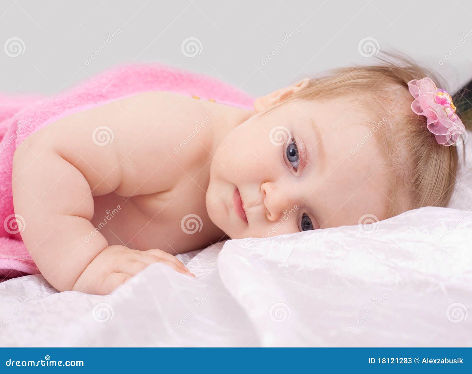 Baby girl lies stock image. Image of baby, lifestyles - 18121283