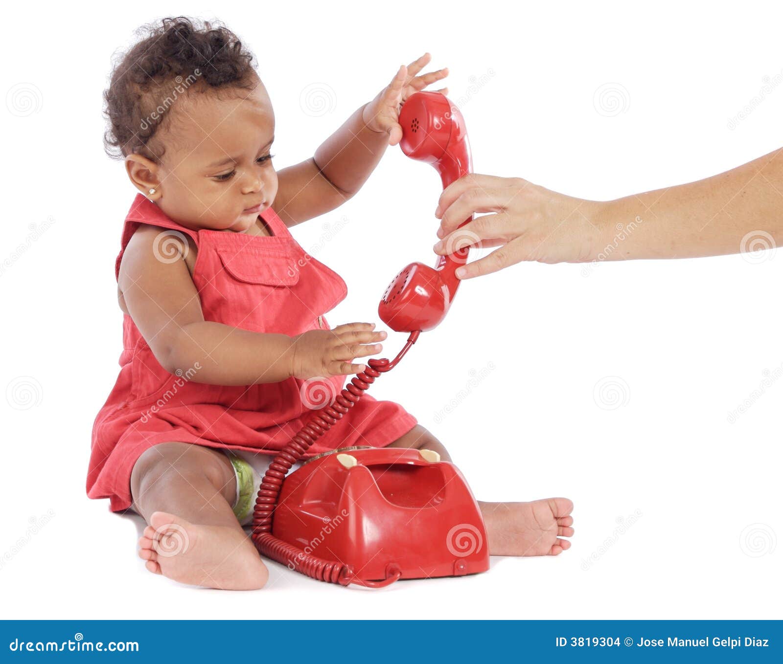 Baby girl with phone stock photo. Image of innocent, giving - 3819304