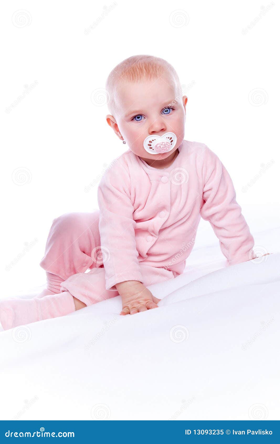 Baby girl in pink stock image. Image of looking, eyes - 13093235