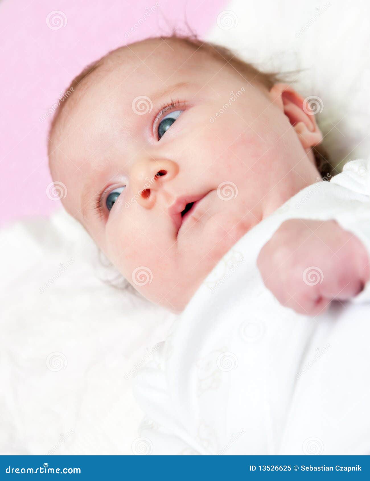Baby girl in pink stock image. Image of lovely, girl - 13526625