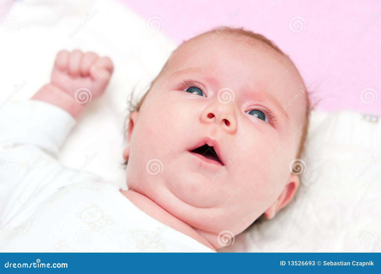 Baby girl in pink stock image. Image of closeup, caucasian - 13526693