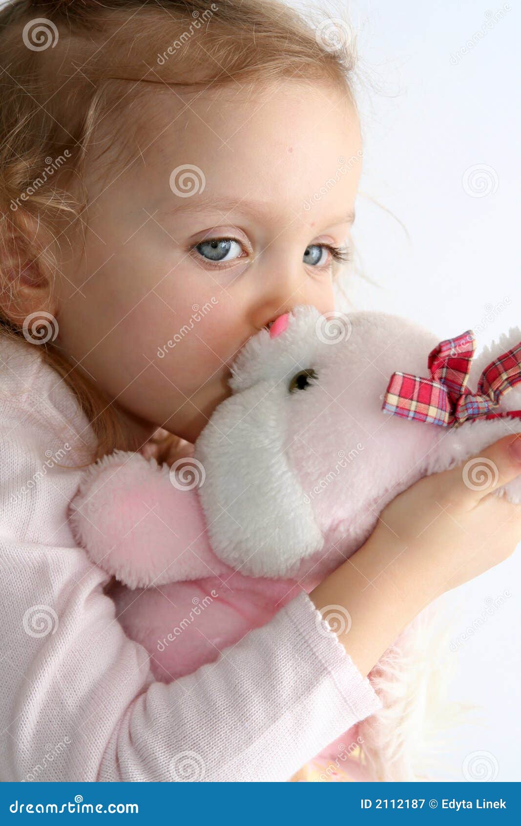 Baby girl and pink bunny stock image. Image of child, bunny - 2112187