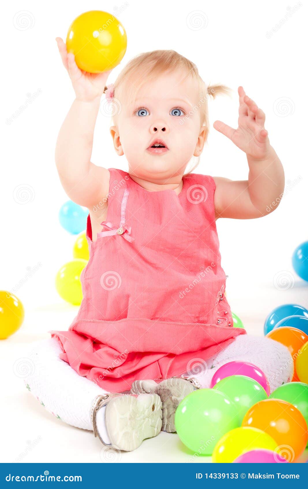 Baby girl playing stock image. Image of beautiful, colorful - 14339133