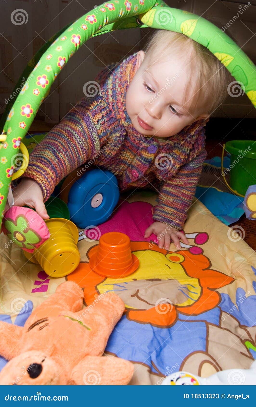 Baby girl playing stock image. Image of childhood, indoor - 18513323