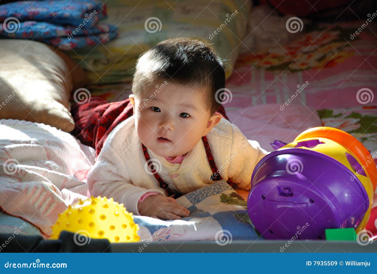 Baby girl playing stock image. Image of china, happy, asian - 7935509