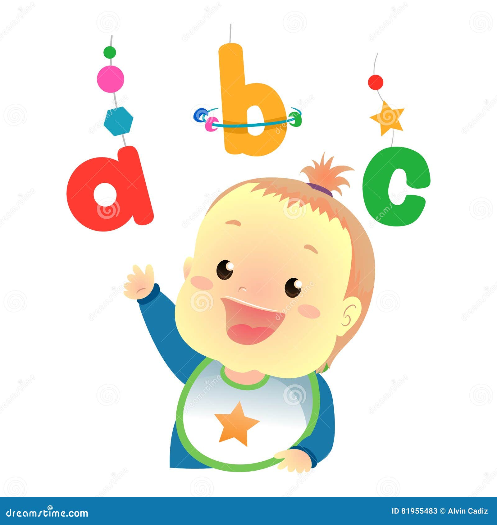 Baby Girl Playing with ABC stock vector. Illustration of hanging - 81955483