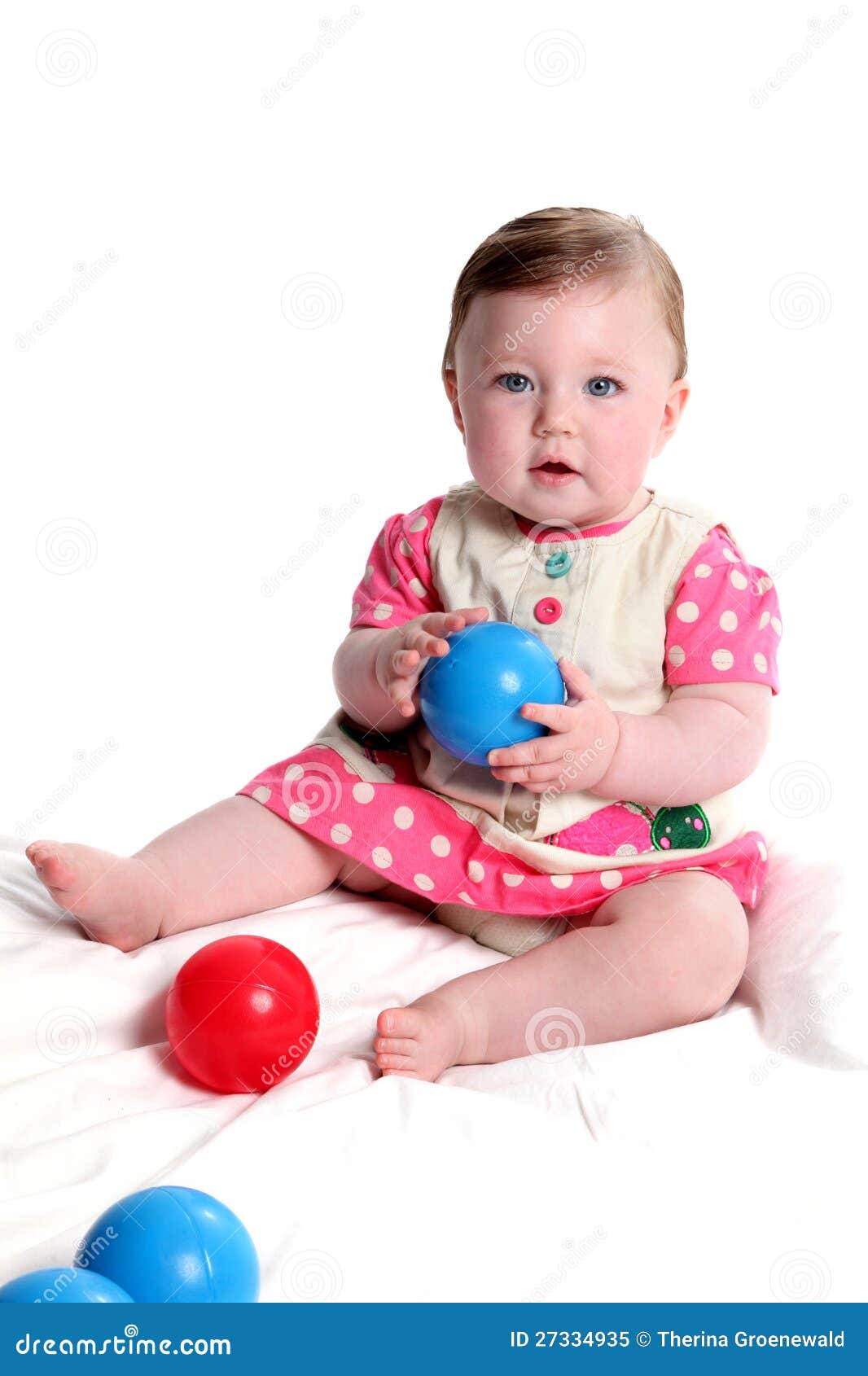 Baby Girl Playing with Balls Stock Image - Image of baby, development ...