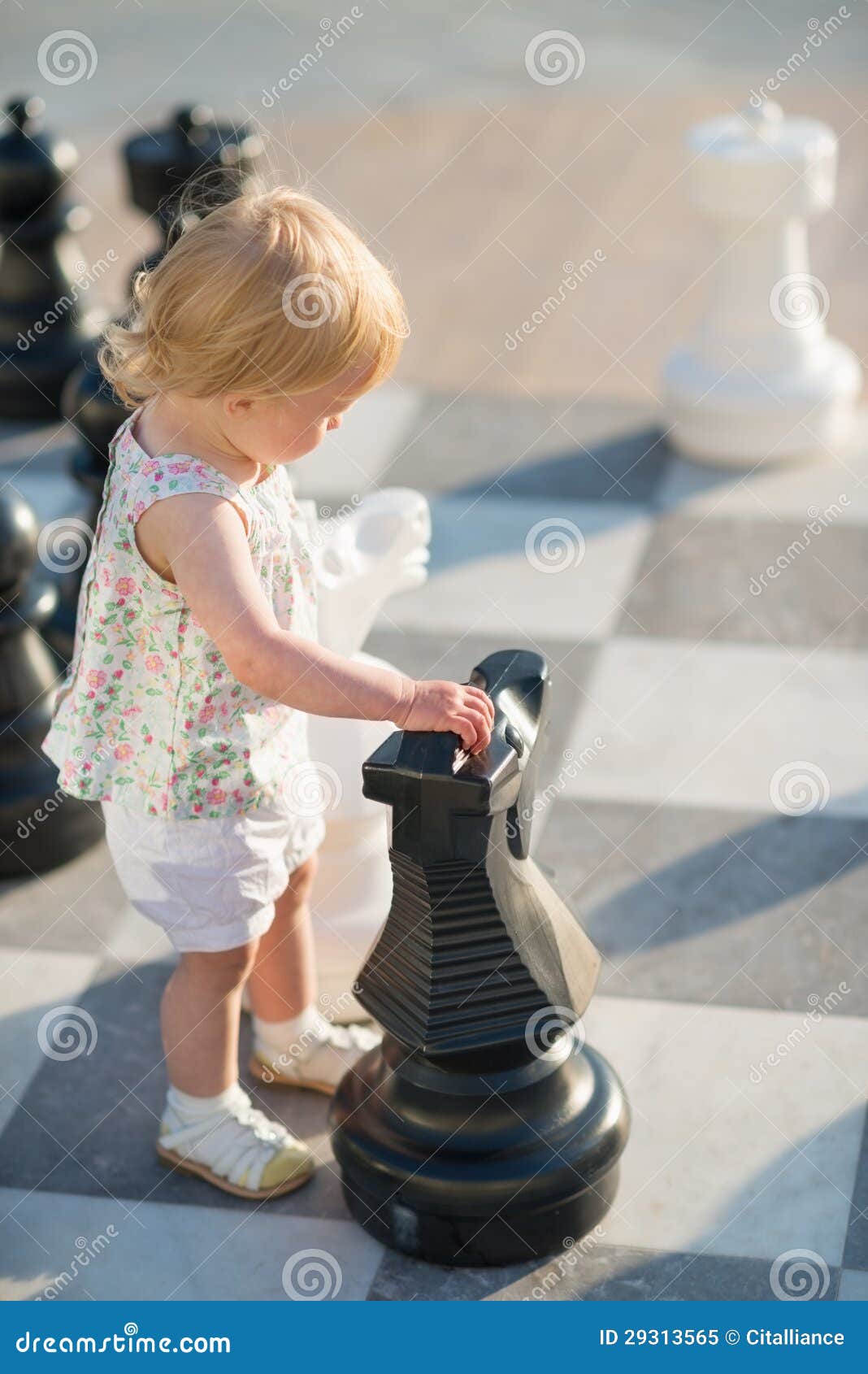 Baby Girl Playing with Chess Stock Image - Image of achievement, baby ...