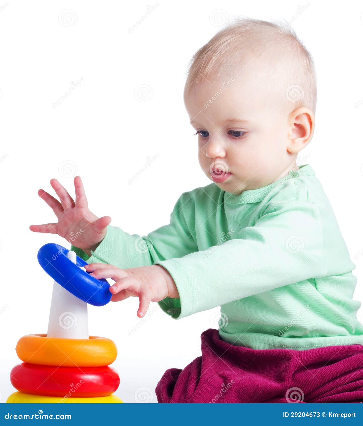 Baby Girl Playing with Pyramid Stock Image - Image of activity, game ...