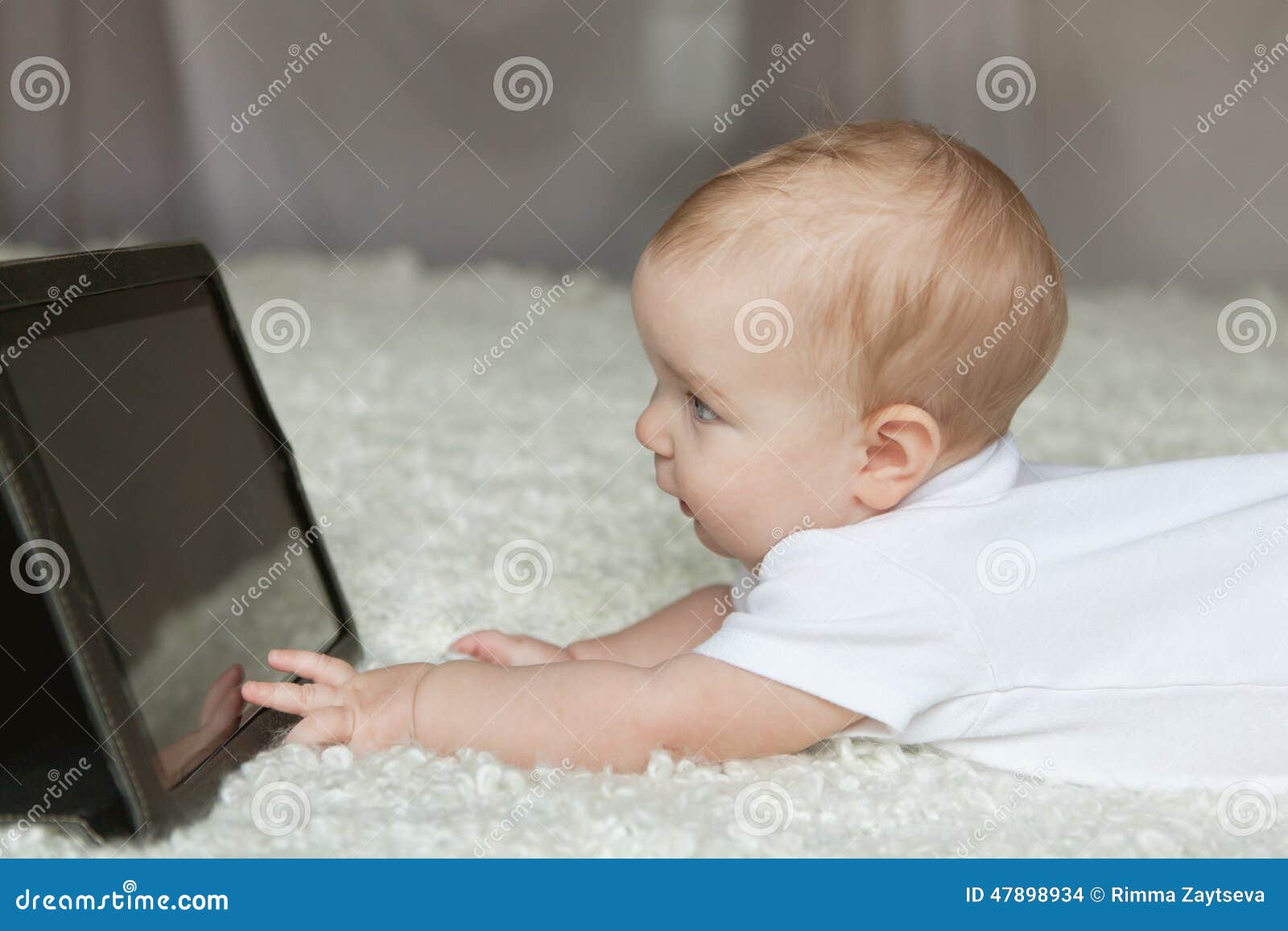 Baby Girl Playing with Tablet Stock Photo - Image of cute, game: 47898934