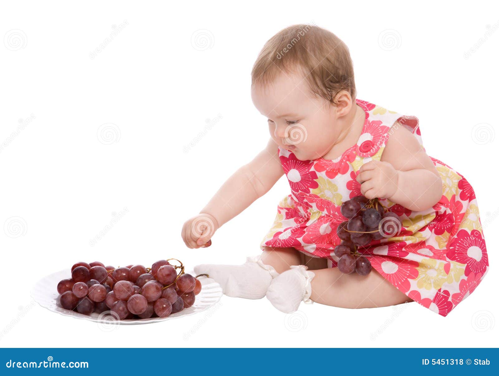 Baby Girl Plays with Grapes Stock Photo - Image of happiness, curiosity ...