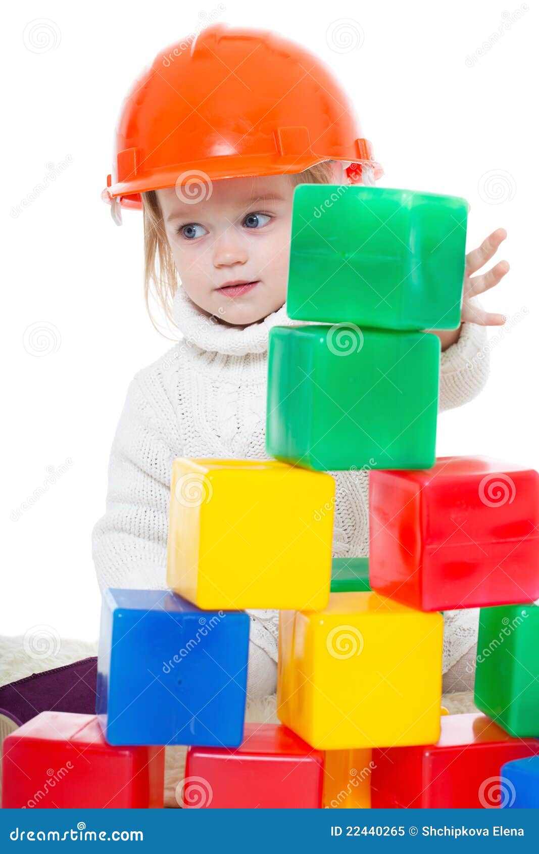 Baby Girl Plays with Toy Blocks Stock Image - Image of build, education ...