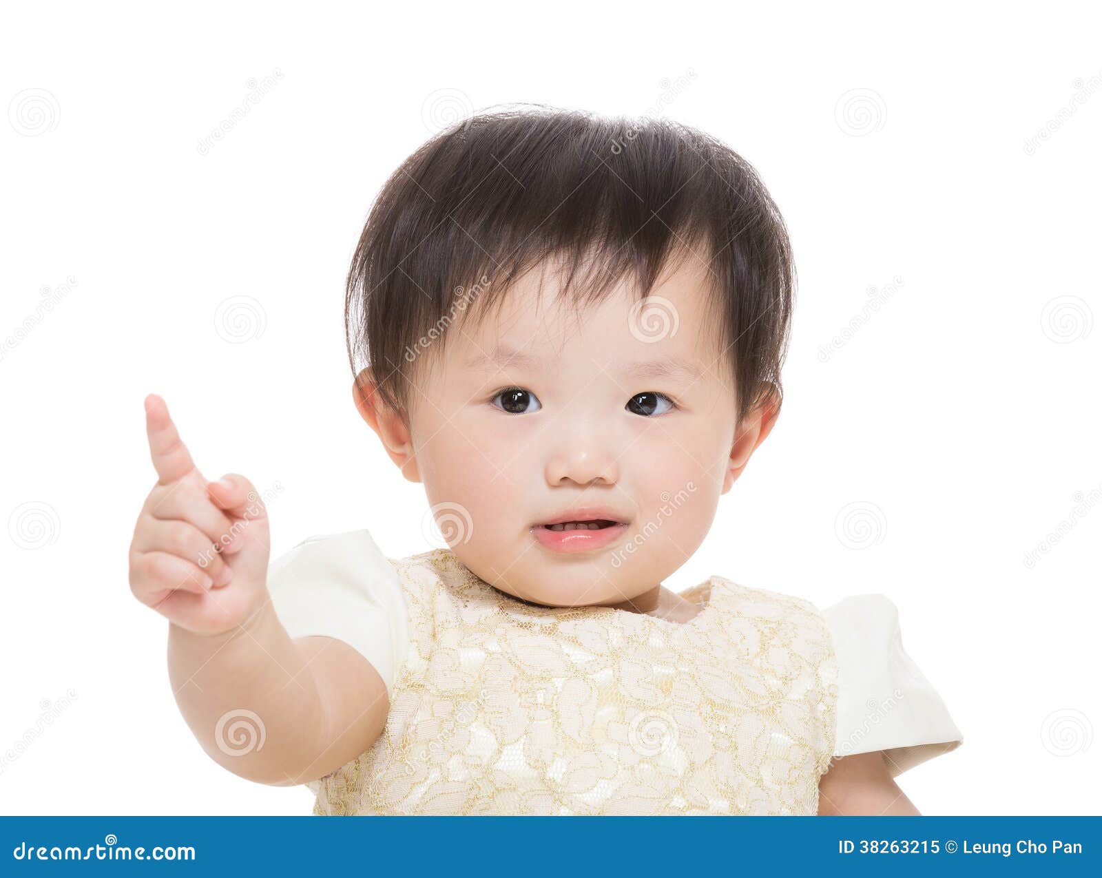 Baby girl pointing finger stock image. Image of hair - 38263215