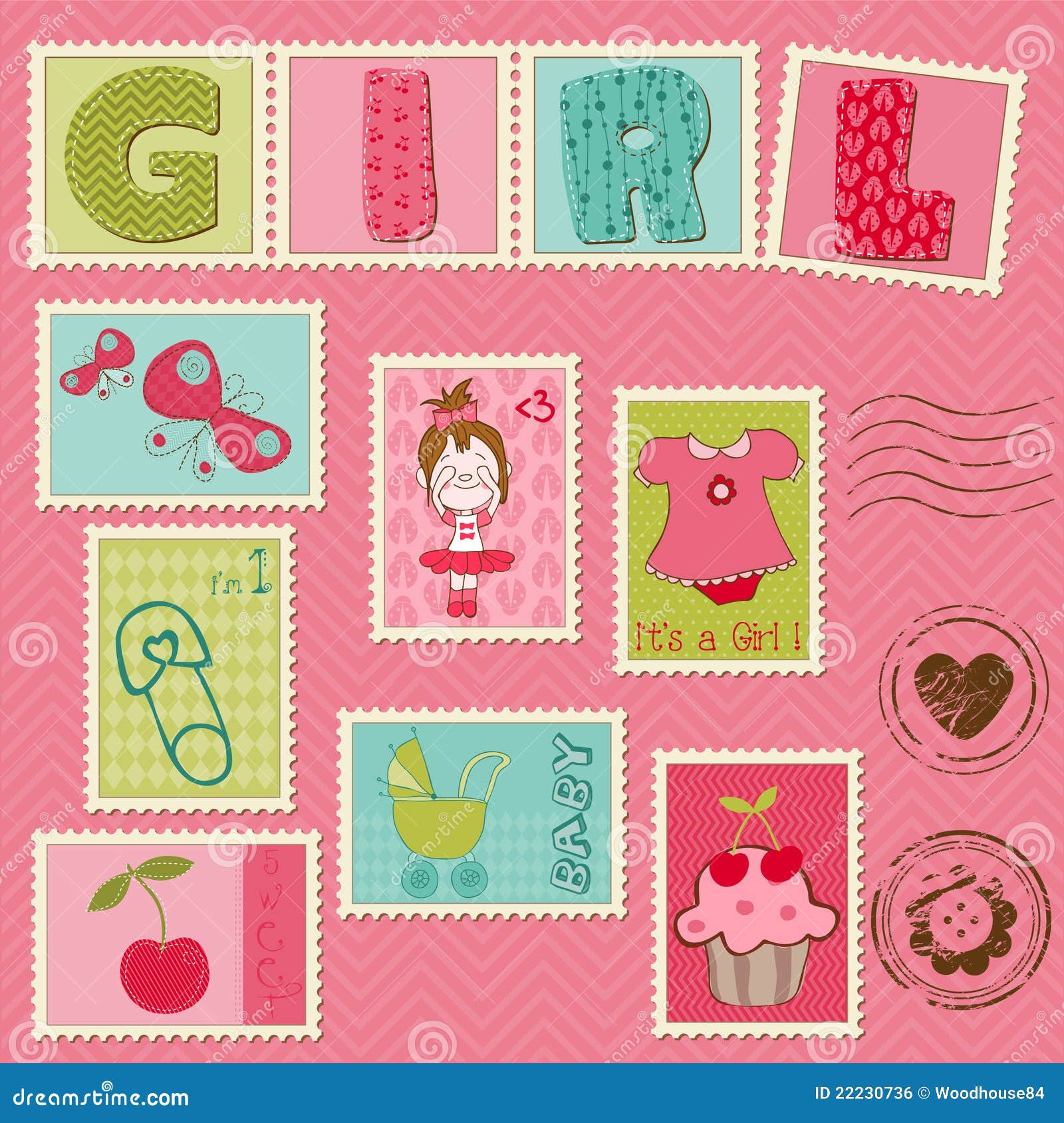 Baby Boy Postage Stamps Vector Illustration | CartoonDealer.com #19180906