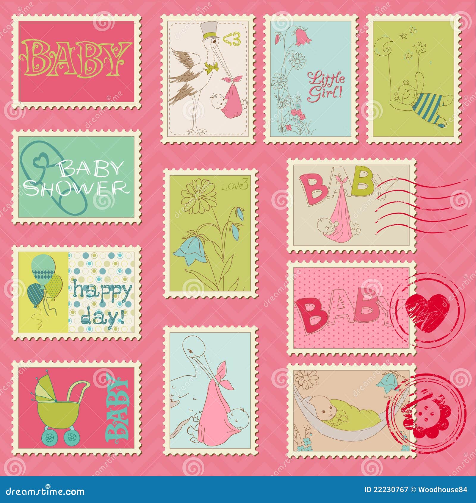 Baby Girl Postage Stamps stock vector. Illustration of postal - 22230767