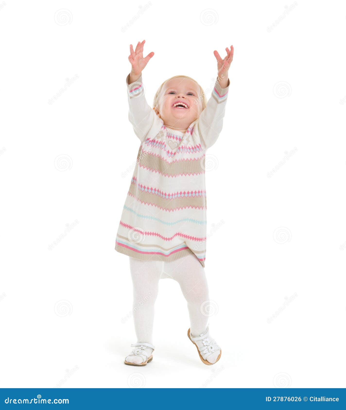 Baby Girl Pulling Up To Get Something Stock Photo - Image of clothing ...