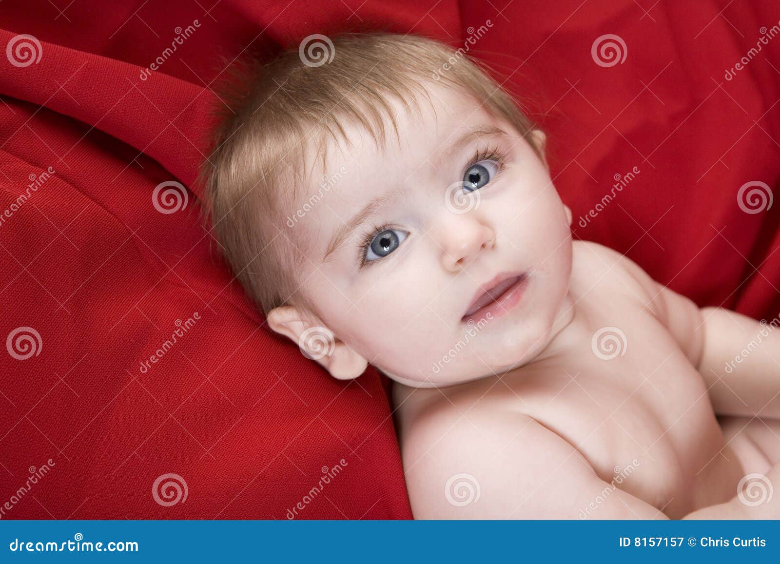 Baby Girl on Red stock image. Image of laughing, white - 8157157