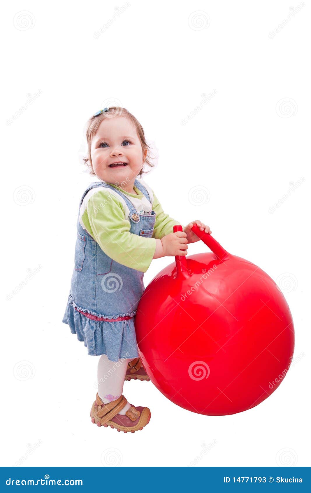 Baby girl and red ball stock image. Image of childhood - 14771793