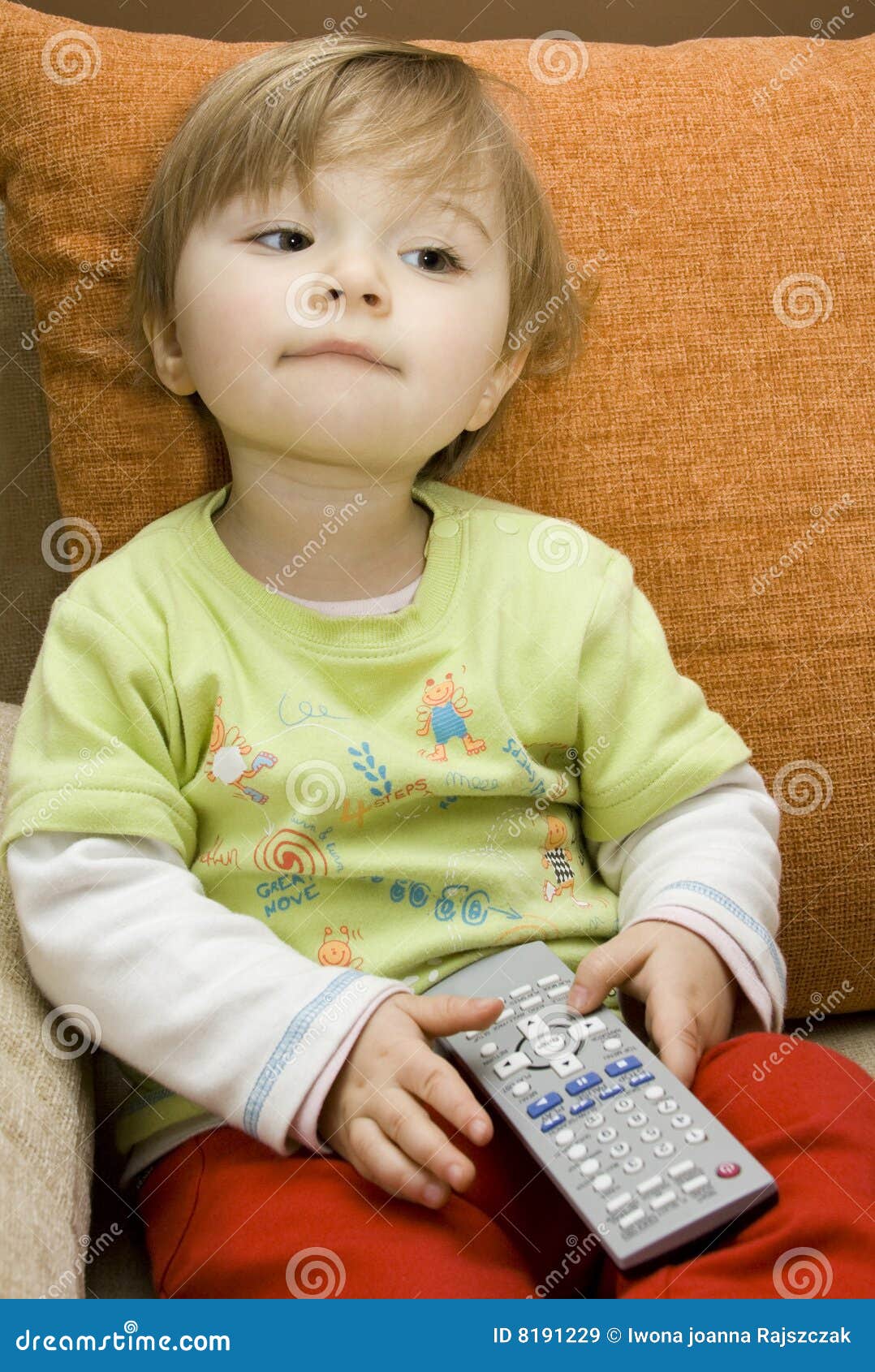 Baby Girl with Remote Control Stock Image - Image of hand, hair: 8191229