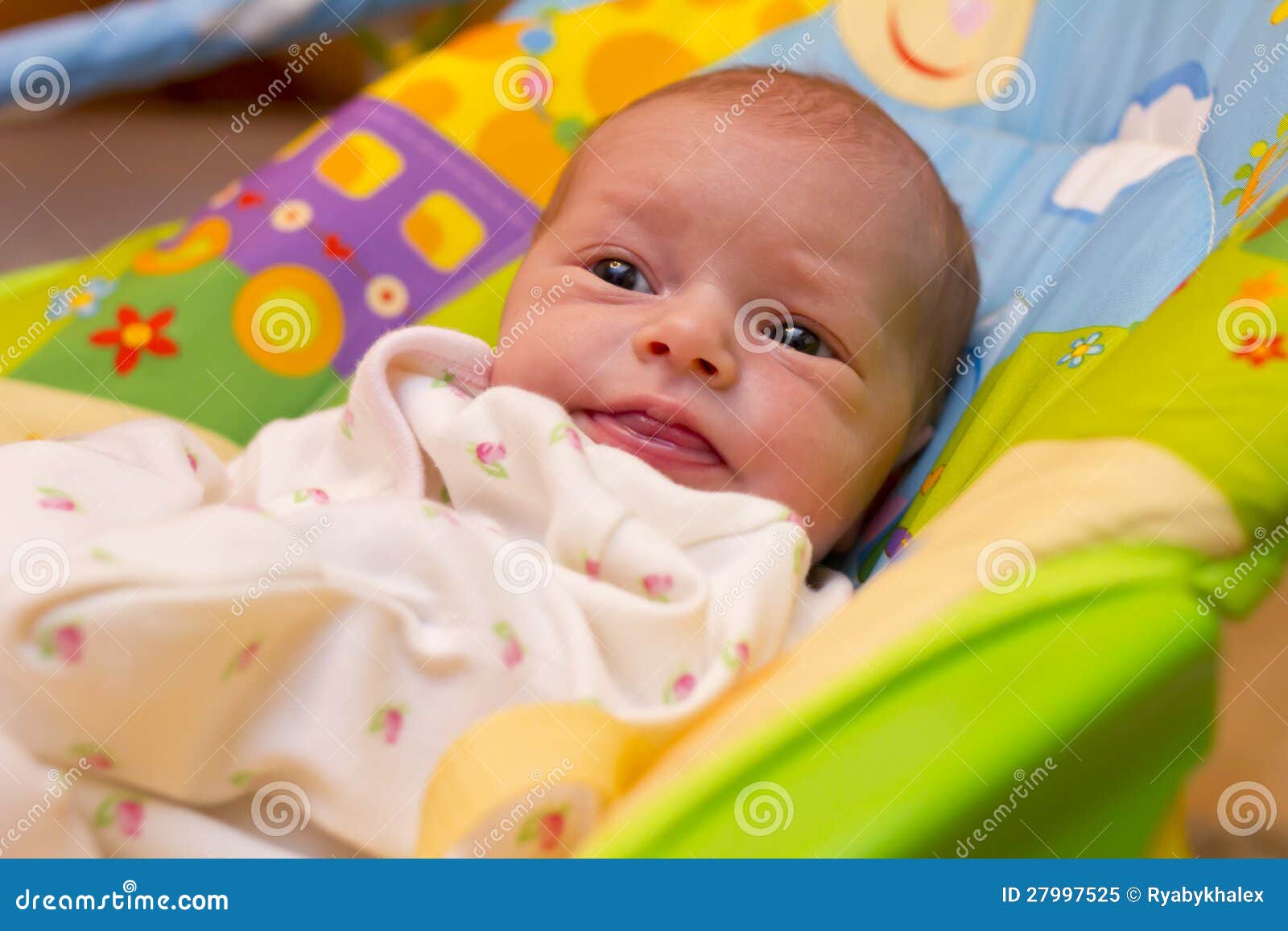 Baby girl in rocker stock image. Image of caucasian, baby - 27997525