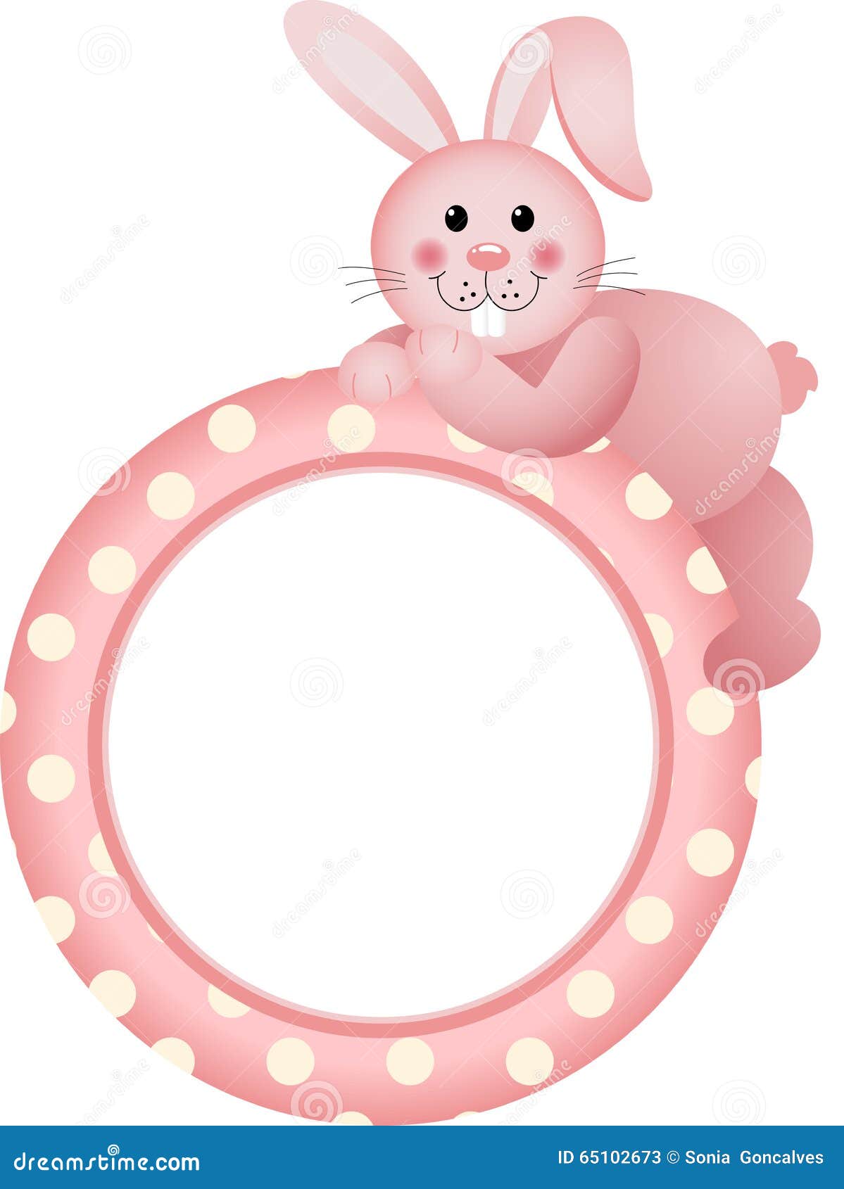 Baby Girl Round Frame Bunny Stock Vector - Illustration of girl, sweet ...