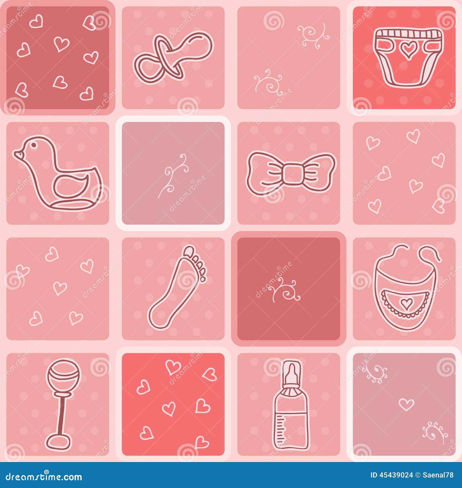 Baby Girl Seamless Pattern with Cute Newborn Elements Stock Vector ...