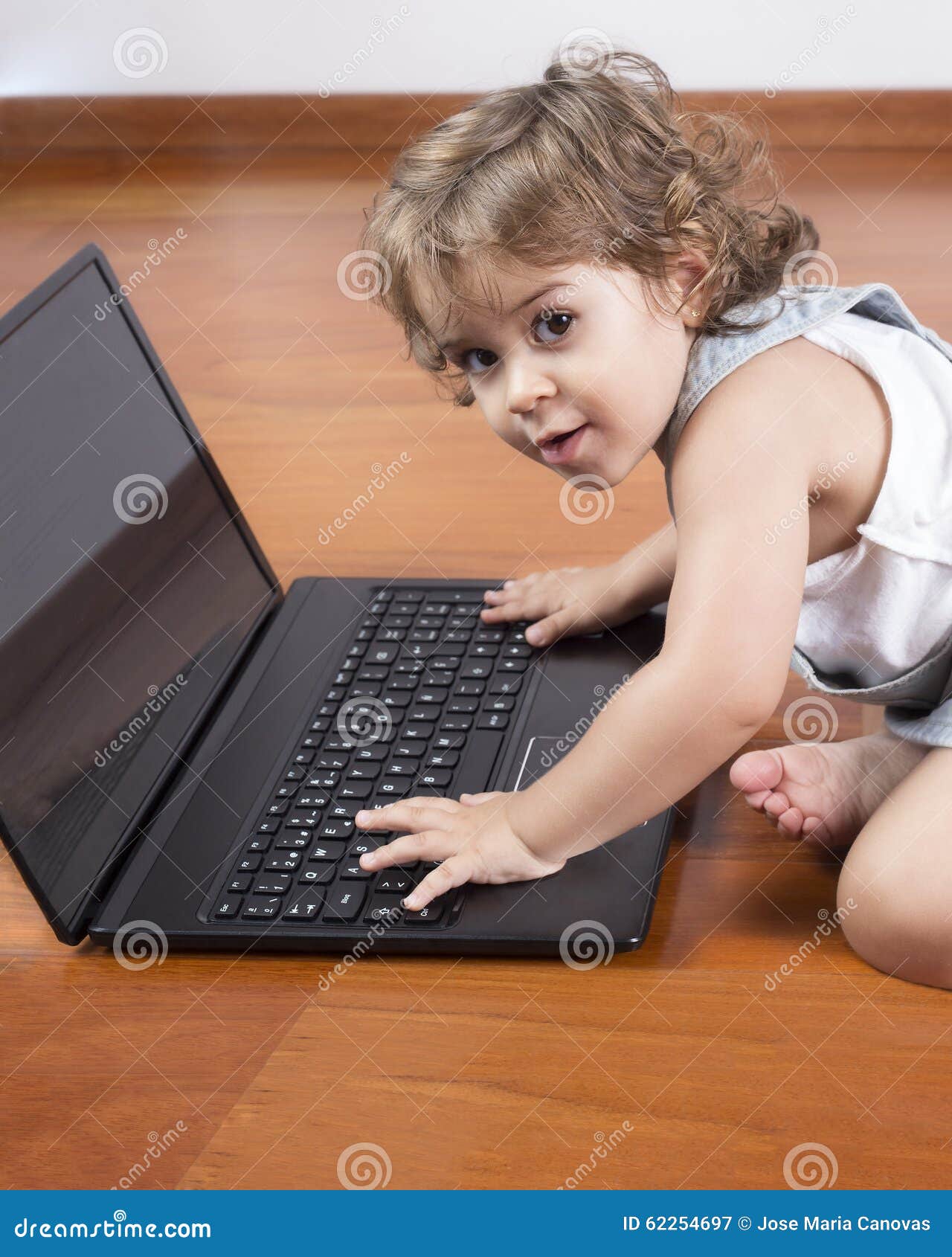 Baby Girl Using a Laptop Computer Stock Image - Image of infant, kids ...