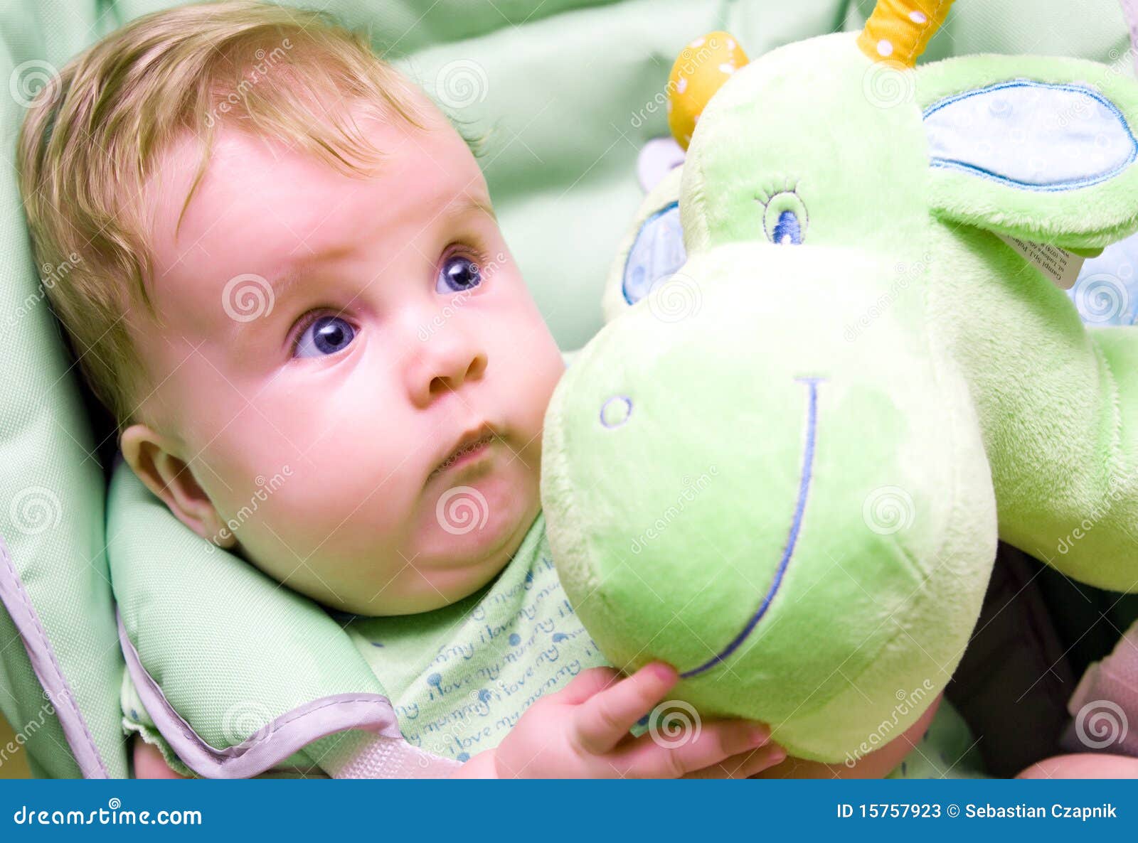 Baby girl wih teddy stock image. Image of caucasian, plays - 15757923