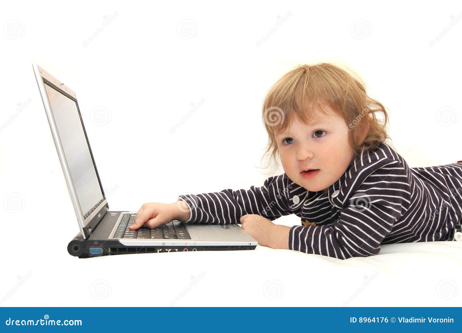 Baby Girl Working on Laptop Stock Photo - Image of personal, girl: 8964176