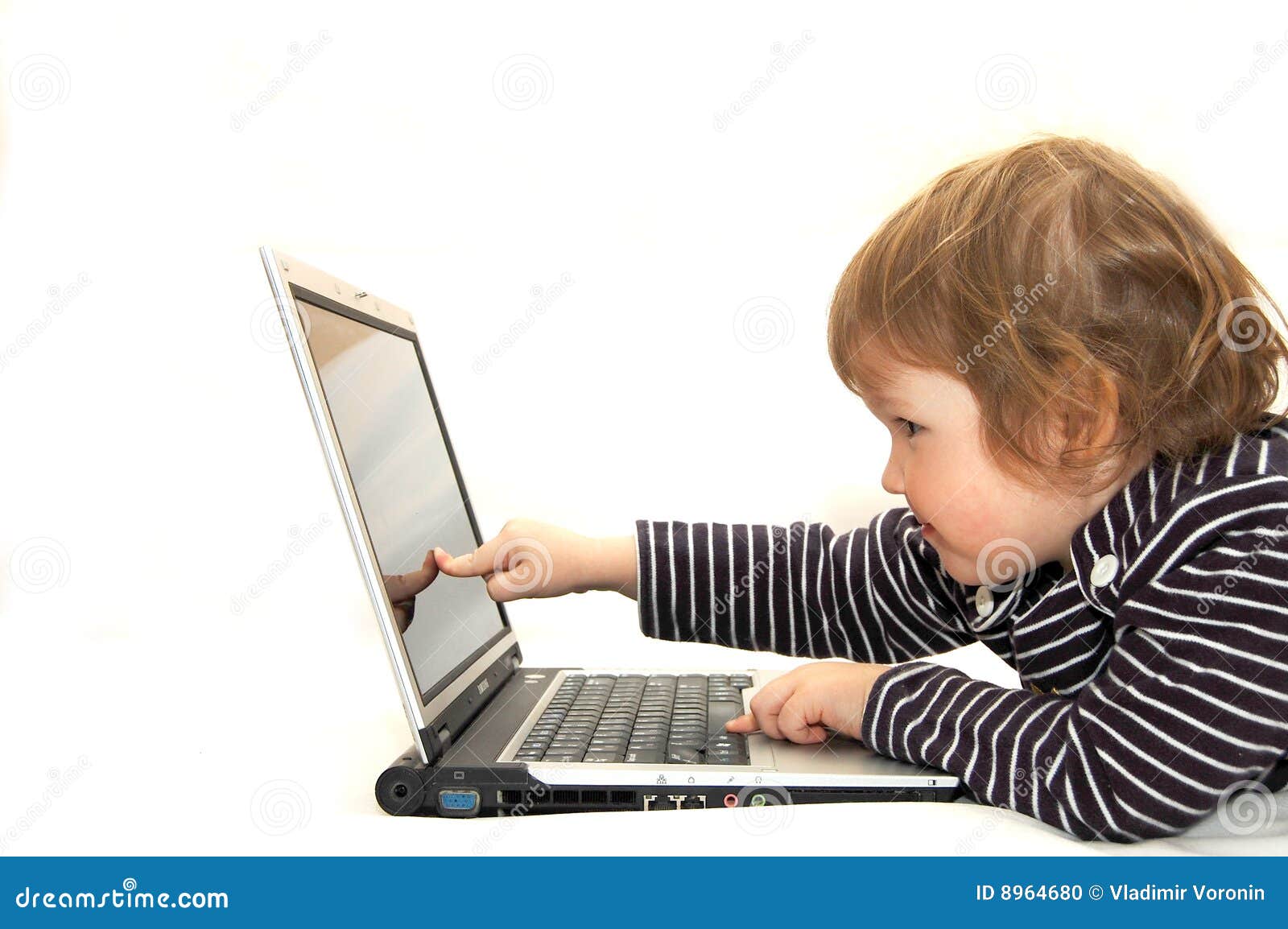 Baby Girl Working on Laptop Stock Photo - Image of chat, internet: 8964680