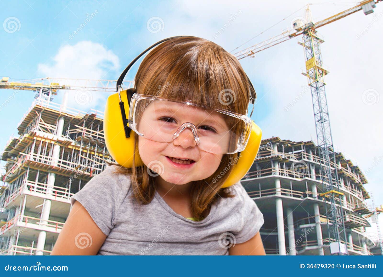 Baby Girl with Working Tool Stock Photo - Image of playful ...