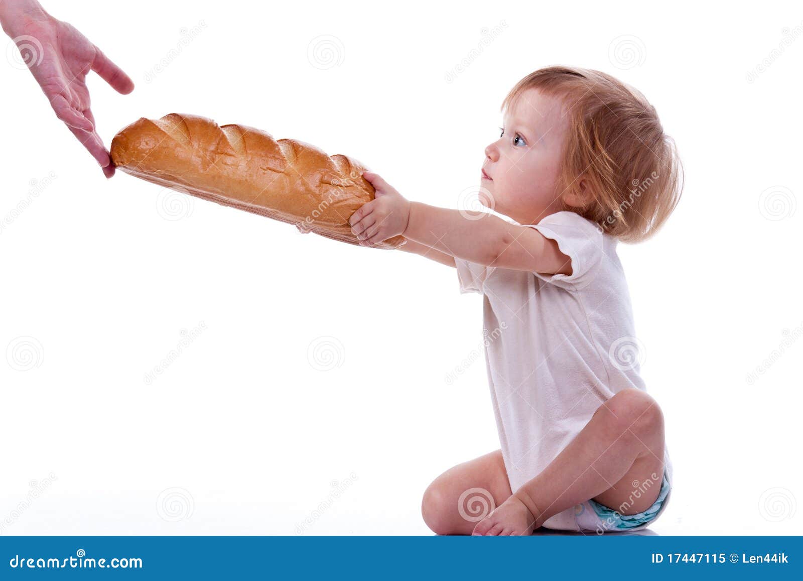 Baby Giving Out a Loaf of Bread Stock Image - Image of enjoyment ...