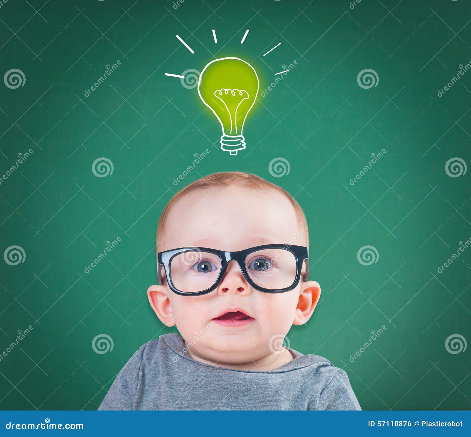 Baby with Glasses Has an Idea Stock Photo - Image of cute, infant: 57110876