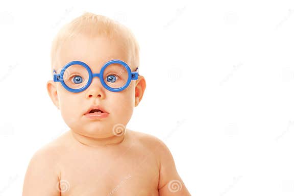 Baby in Glasses Looking at Something Stock Photo - Image of astigmatism ...
