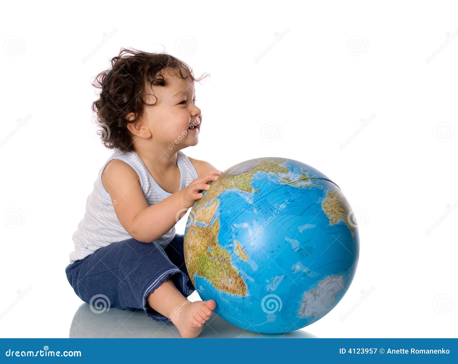 Baby with globe. stock image. Image of isolated, childhood - 4123957
