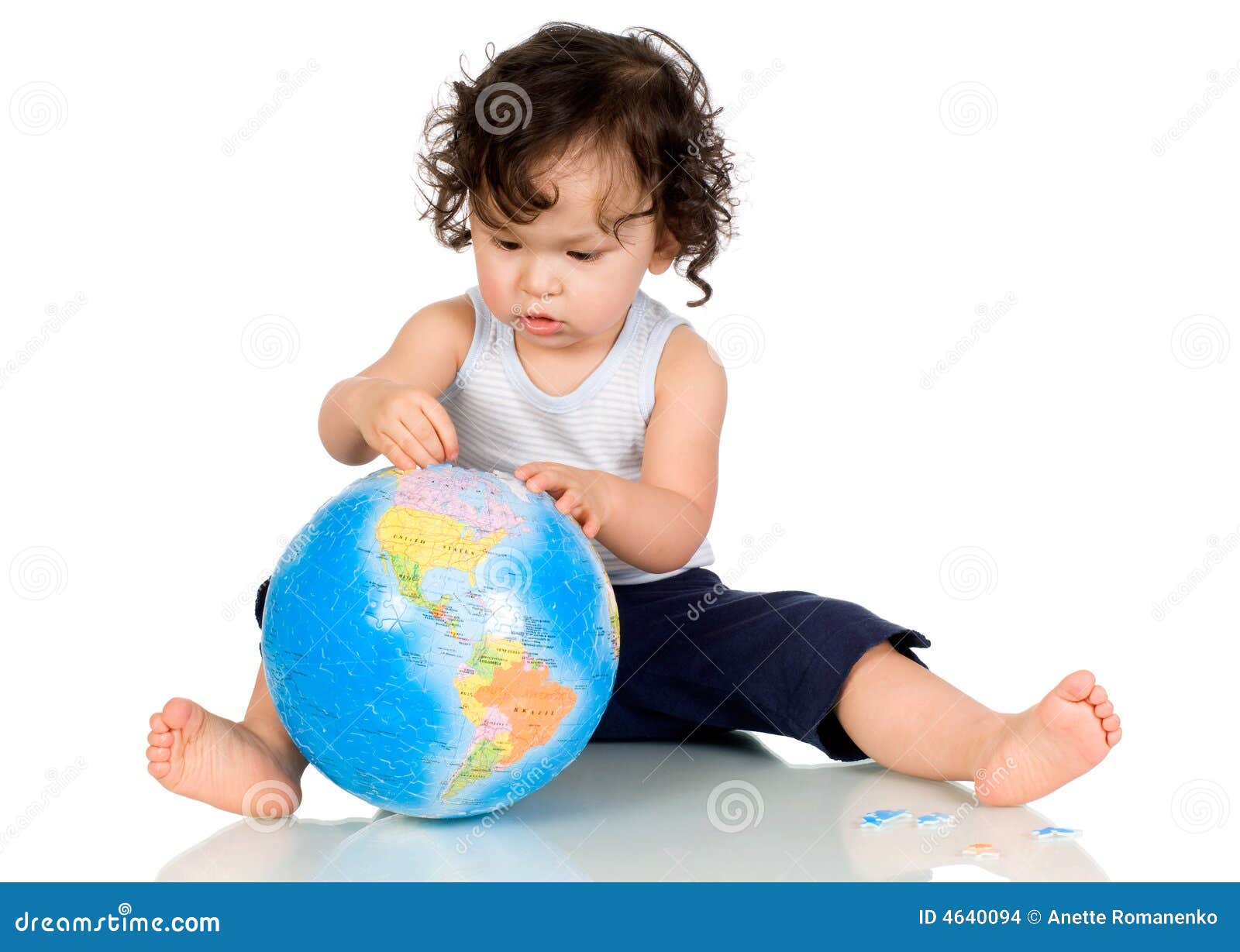 Baby with globe. stock photo. Image of intelligence, continent - 4640094