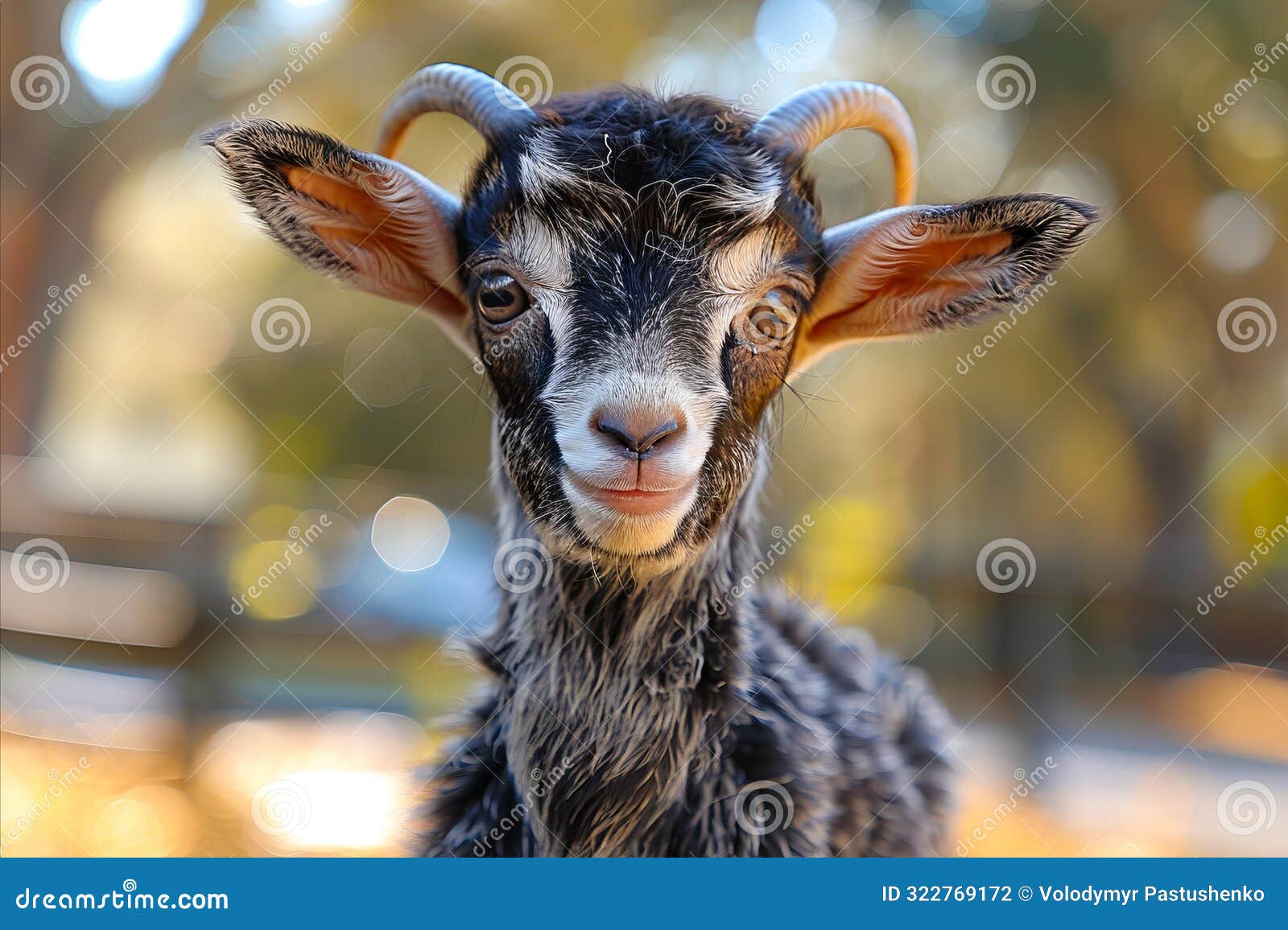 A Baby Goat with Horns Looking at the Camera Stock Photo - Image of ...