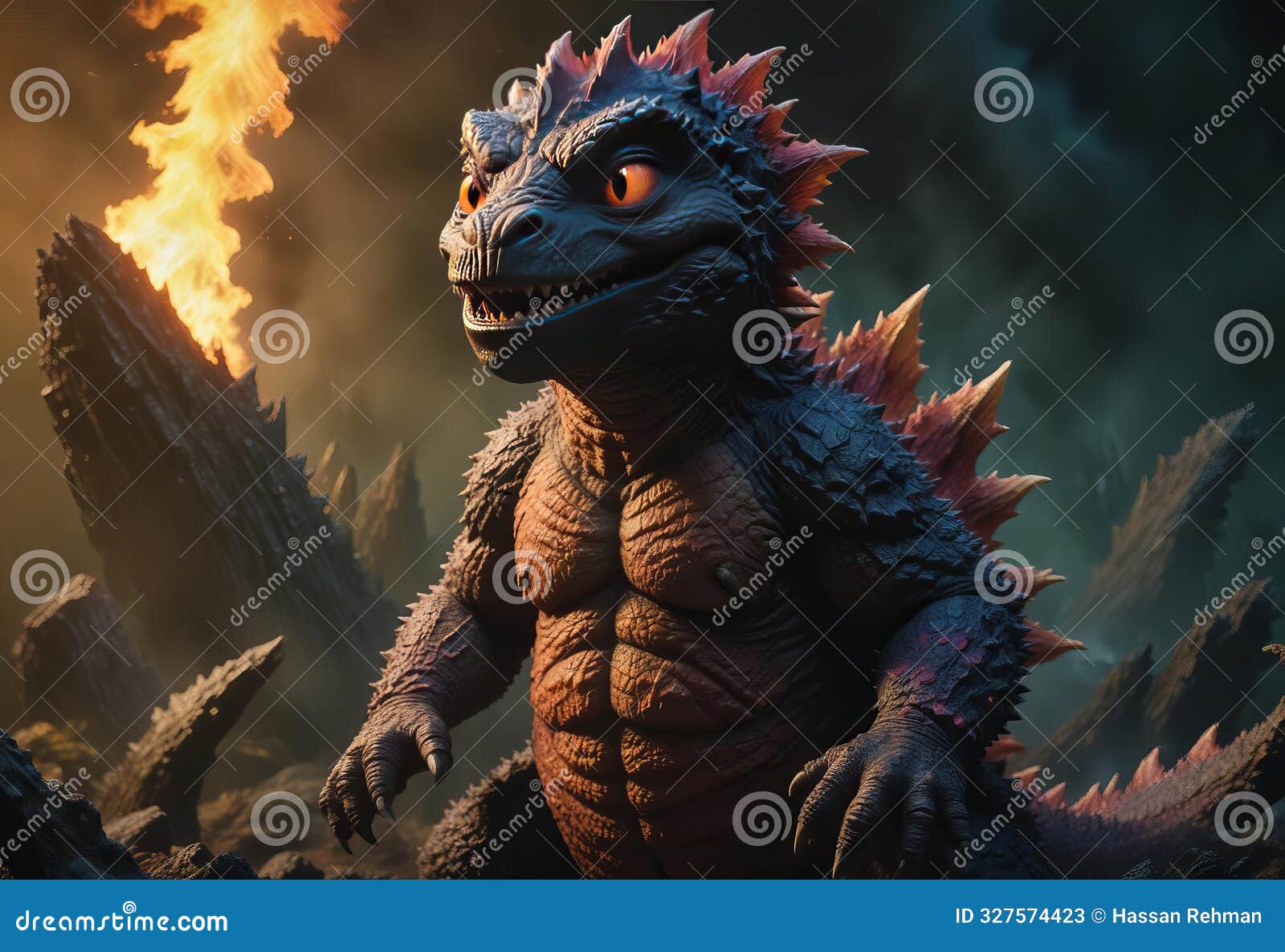Baby Godzilla with Perfect White Balance Stock Illustration ...